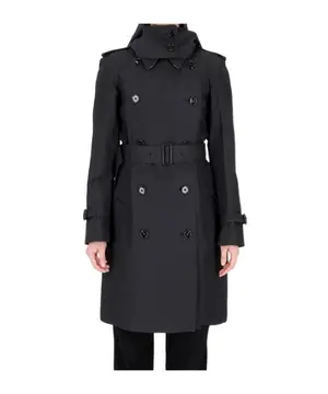Burberry Long Sleeve Double Breasted Coat With Hood