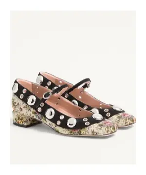 Valentino Garavani 30mm Mary Jane Pumps With Floral Pattern And Cut-out Details