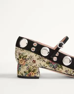 Valentino Garavani 30mm Mary Jane Pumps With Floral Pattern And Cut-out Details
