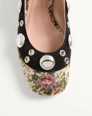 Valentino Garavani 30mm Mary Jane Pumps With Floral Pattern And Cut-out Details
