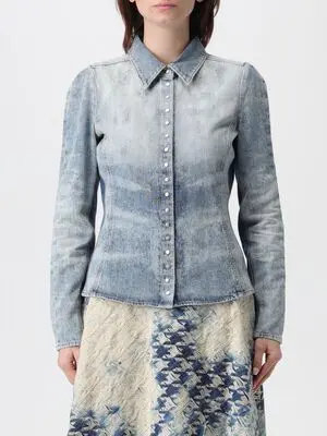 DIESEL® Distressed Honeycomb Denim Shirt - Gray
