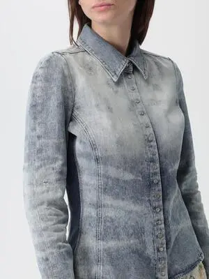DIESEL® Distressed Honeycomb Denim Shirt - Gray