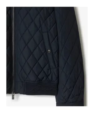 Burberry Quilted Zip-up Bomber Jacket With Ribbed Hem - Navy