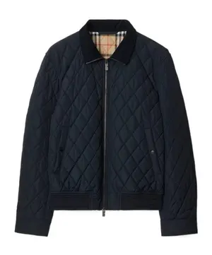 Burberry Burberry Quilted Zip-Up Bomber Jacket With Ribbed Hem Navy