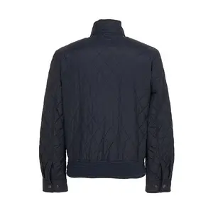 Burberry Quilted Zip-up Bomber Jacket With Ribbed Hem - Navy