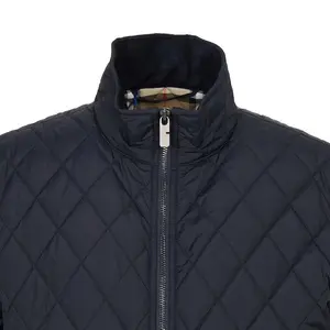 Burberry Quilted Zip-up Bomber Jacket With Ribbed Hem - Navy