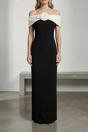 SELF-PORTRAIT Crepe Flower Maxi Dress