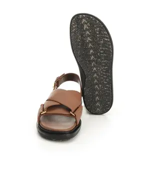 Marni Leather Fussbett Sandals - Brown