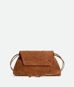 Bottega Veneta Giorno Woven Suede Shoulder Bag - Amber