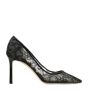 JIMMY CHOO Romy Lace Pointed Toe Pumps - Black