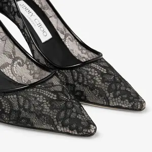 JIMMY CHOO Romy Lace Pointed Toe Pumps - Black