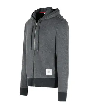 Thom Browne Zip-up Hoodie With Signature Name Tag