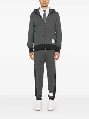 Thom Browne Zip-up Hoodie With Signature Name Tag