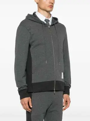 Thom Browne Zip-up Hoodie With Signature Name Tag