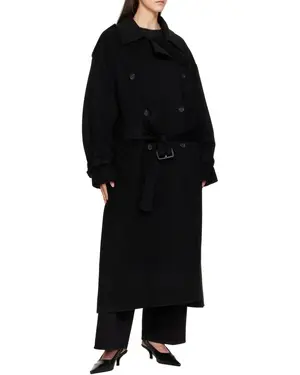 TOTEME Long-sleeved Double-breasted Belted Coat - Black