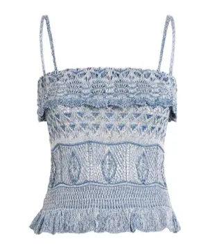 Etro Crocheted Two-tone Ruffle Detail Strappy Top