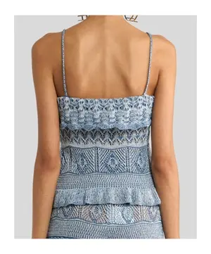 Etro Crocheted Two-tone Ruffle Detail Strappy Top