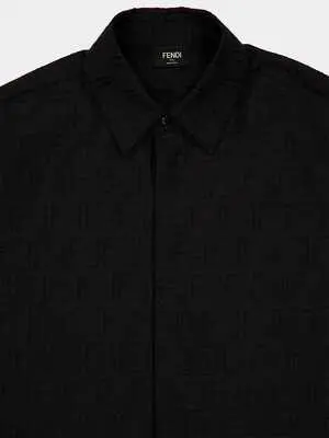 Fendi Ff Jacquard Short-sleeved Shirt - Black
