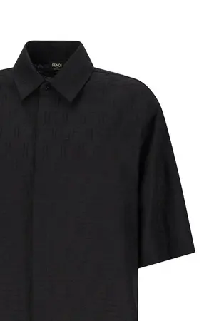 Fendi Ff Jacquard Short-sleeved Shirt - Black