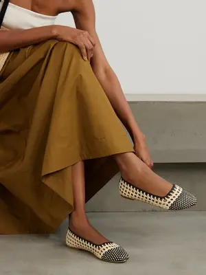 Staud Nell Woven Leather Ballet Flats - Nude