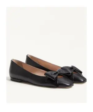 Valentino Garavani Bow Detail Round Toe Ballet Flats - Black