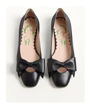 Valentino Garavani Bow Detail Round Toe Ballet Flats - Black