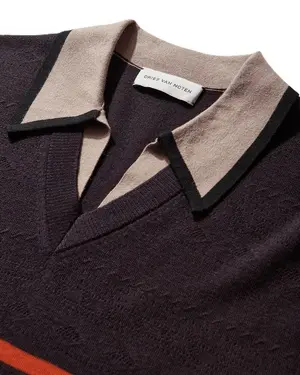 Dries Van Noten Striped Knitted Polo Shirt