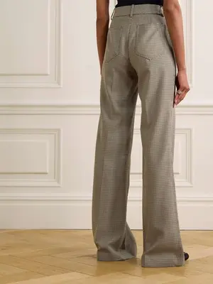 NILI LOTAN Houndstooth Flared High-waisted Trousers