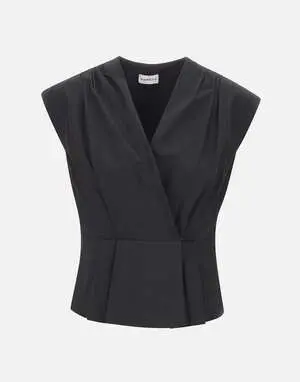 Marella Bazar Wrap V-neck Top - Black