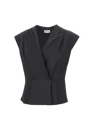 Marella Bazar Wrap V-neck Top - Black