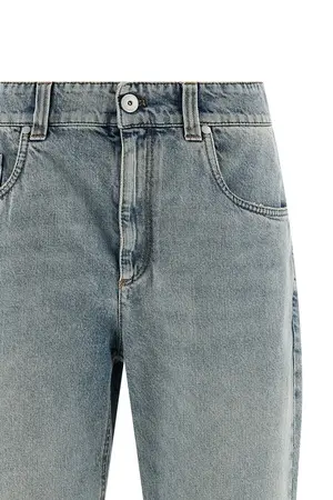 Brunello Cucinelli Retro" Cropped Straight Jeans - Light Blue