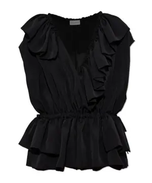 Dries Van Noten Cally Bis Ruffled Peplum Top - Black