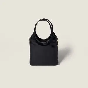 Miu Miu Ivy Leather Handbag With Monogram - Black