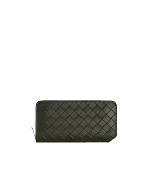 Bottega Veneta Intrecciato Stamp Zip Around Wallet - Black