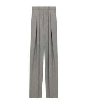 Saint Laurent High Waisted Wide Leg Tailored Trousers - Gray