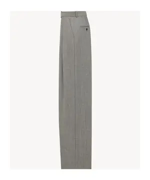 Saint Laurent High Waisted Wide Leg Tailored Trousers - Gray