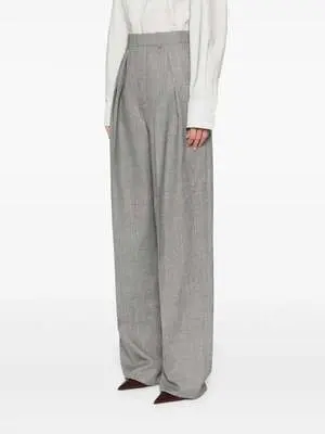 Saint Laurent High Waisted Wide Leg Tailored Trousers - Gray