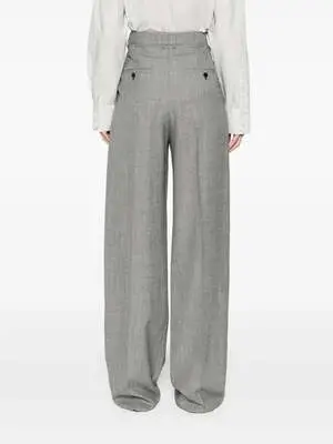 Saint Laurent High Waisted Wide Leg Tailored Trousers - Gray
