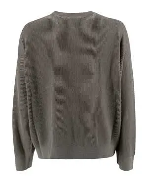 Brunello Cucinelli Ribbed Crew Neck Long Sleeve Pullover