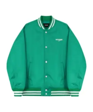 We11Done Logo Print Bomber Jacket - Green