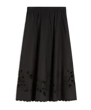 Max Mara Poplin Skirt With Eyelet Detailing