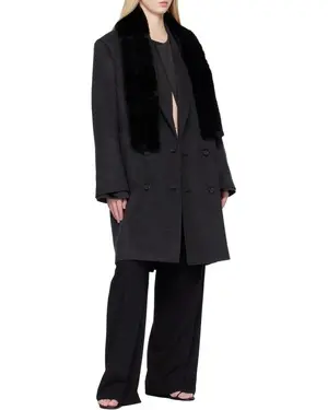 TOTEME Shearling Tuxedo Scarf - Black