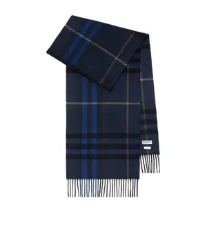 Burberry Burberry Checked Fringed-Edge Scarf Midnight