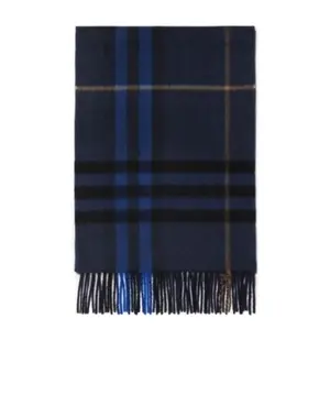 Burberry Checked Fringed-edge Scarf - Midnight