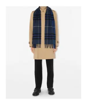 Burberry Checked Fringed-edge Scarf - Midnight