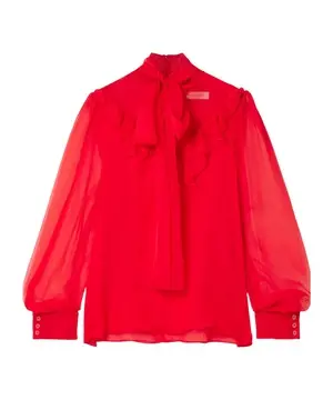 Carolina Herrera Tie-collar Ruffle Shirt