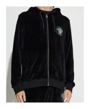 Versace Zip-up Drawstring Hoodie With Graphic Print