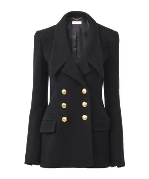 Chloé Double-breasted Textured Blazer - Black