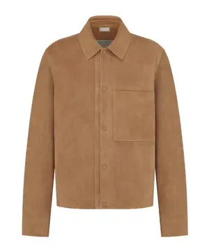 Dior Suede Collared Button-up Jacket - Brown