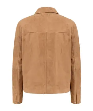 Dior Suede Collared Button-up Jacket - Brown